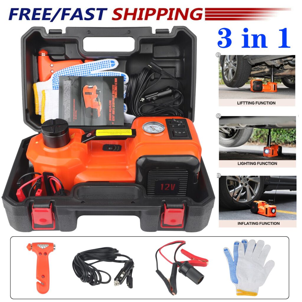 LUTIFIX Car Jack Electric 12V 5T 45cm 3 in 1 Electric Hydraulic Floor ...