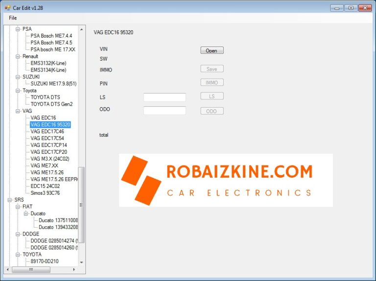 Car Edit v1.28 Dump Editor - DTC, LAMBDA, DPF, IMMO, DASH, BSM, SRS ...